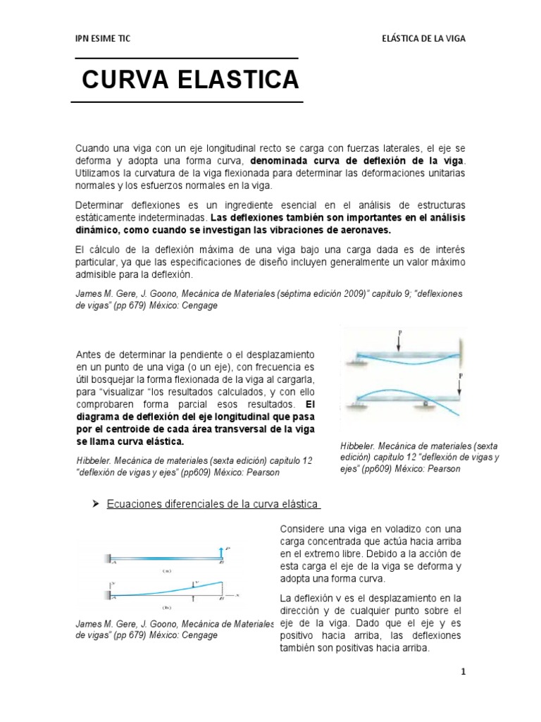 Curva Elástica y Deflexión de Vigas | PDF | Resistencia de materiales | Elasticidad (Física)