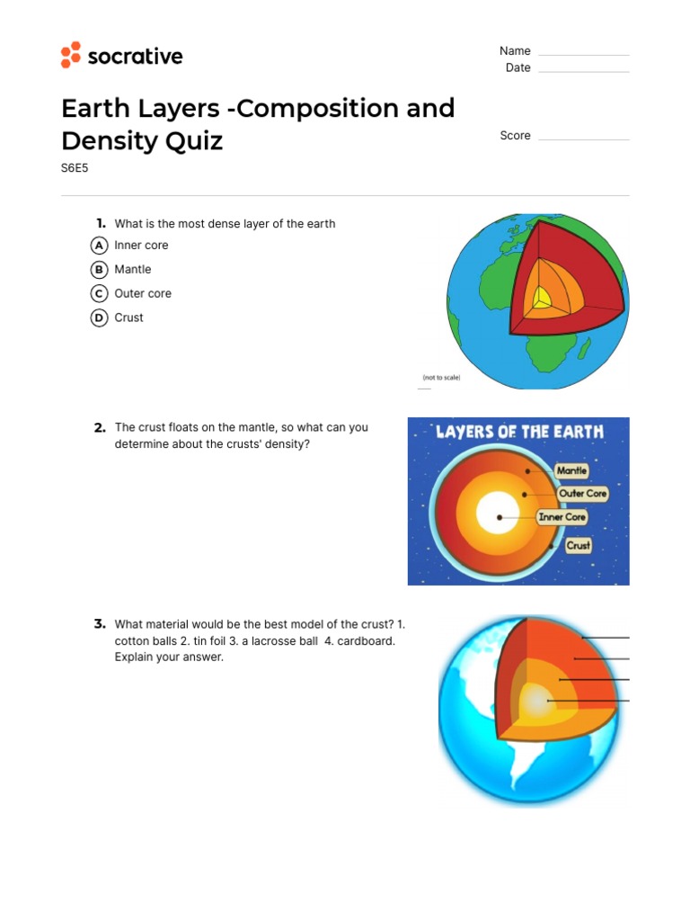 Quiz Earth Layers - Composition and Density Quiz | PDF