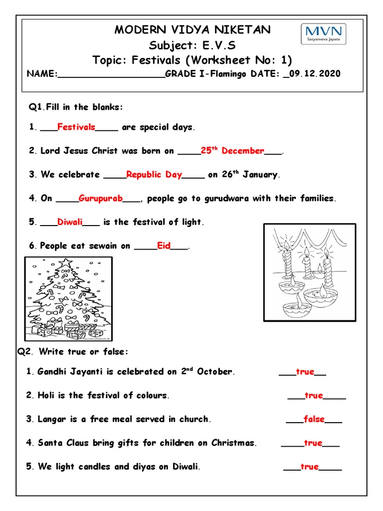 FESTIVALS Worksheet 1 PDF | PDF | Art