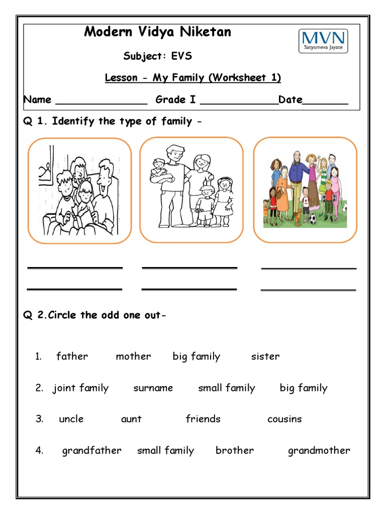 My Family Worksheet 1 | PDF