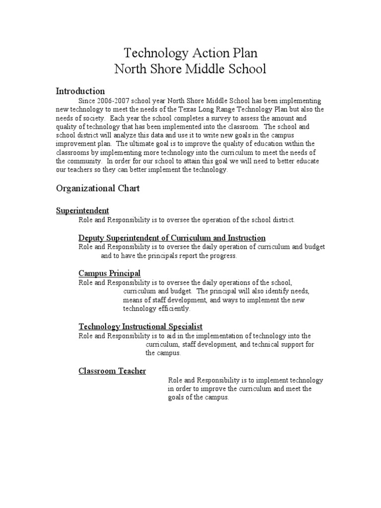 Technology Action Plan | PDF | Teachers | Curriculum