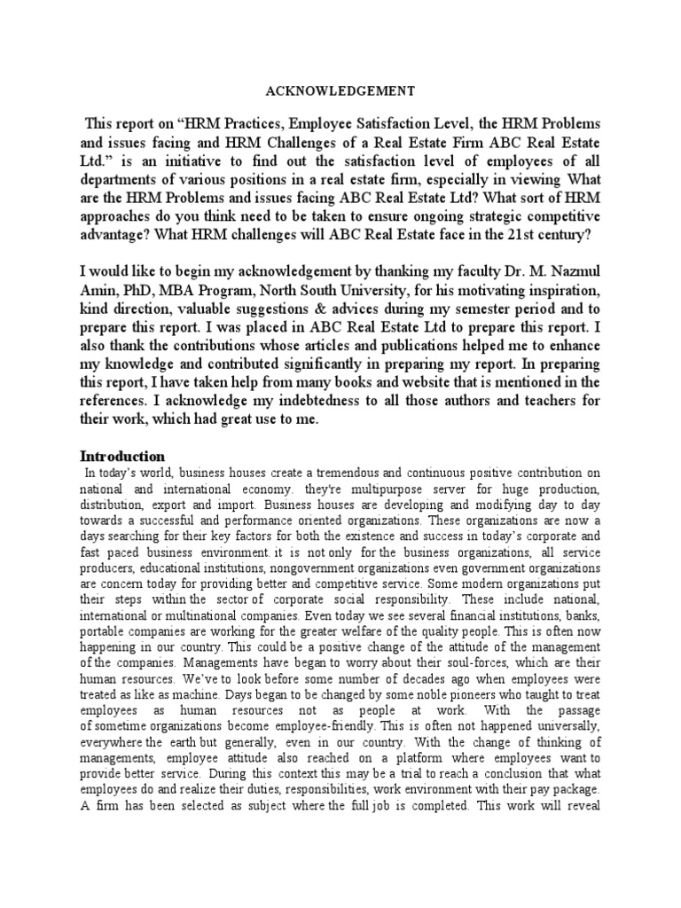 Acknowledgement: in Today's | Download Free PDF | Performance Appraisal ...