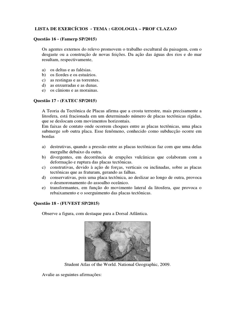 30 Exercícios de Geologia | PDF | Terreno | Erosão