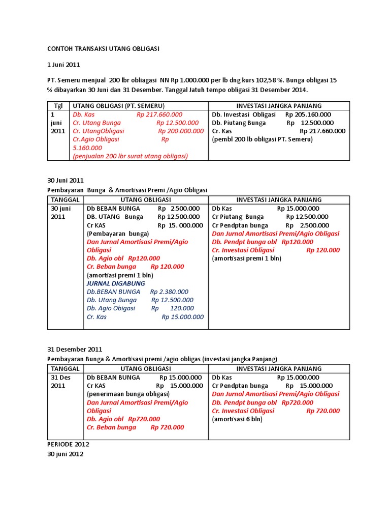 Contoh Transaksi Utang Obligasi | PDF | Pengelolaan Keuangan & Uang