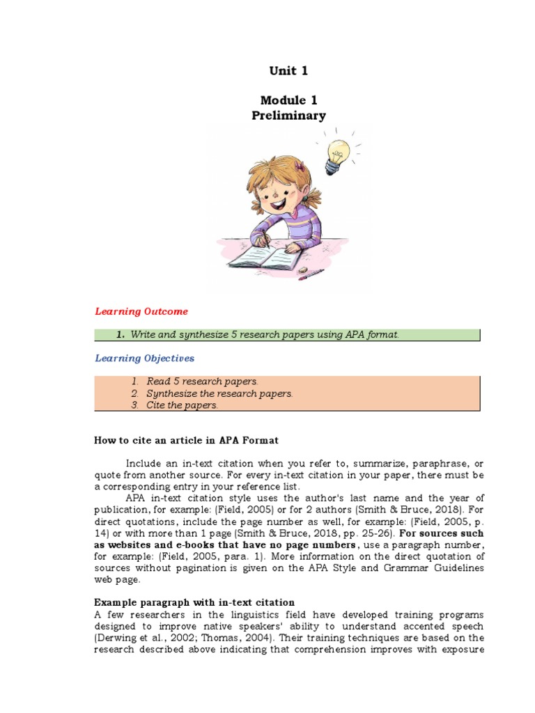 Unit 1 Module 1. Research Referencing | PDF | Apa Style | Ellipsis