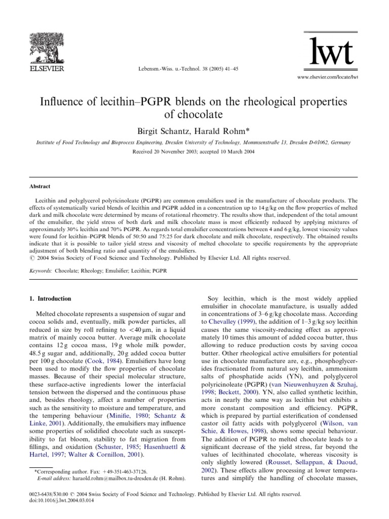 In Uence of lecithin-PGPR Blends On The Rheological Properties of ...