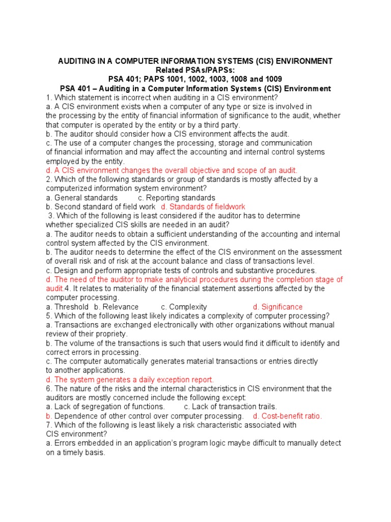 Auditing in A Computer Information Systems | PDF | Computer Network ...