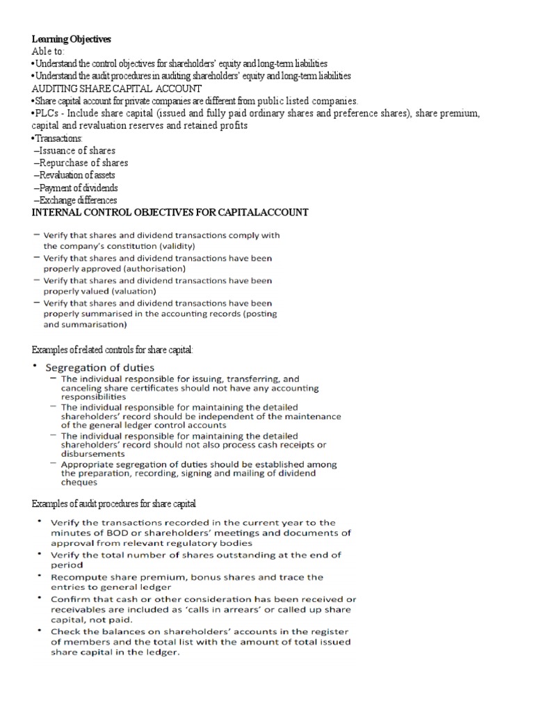 Learning Objectives-Auditing Liab | PDF | Loans | Debt