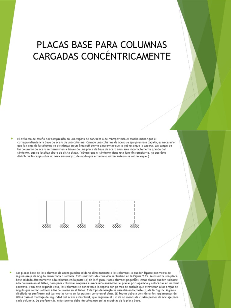 Placas Base para Columnas Cargadas Concéntricamente | PDF | Fundación (Ingeniería) | Hormigón