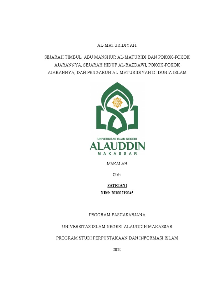 Sejarah dan Ajaran Maturidiyah | PDF