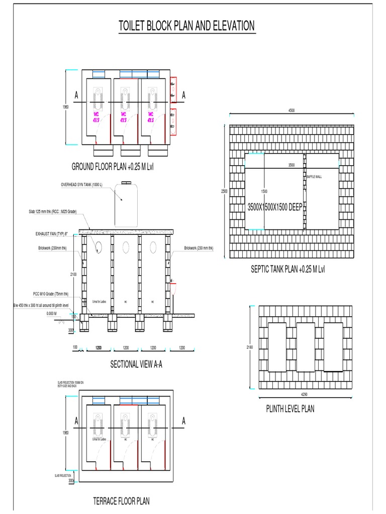 TOILET BLOCK PLAN AND ELEVATION (1) - Model | PDF | Toilet | Sanitation