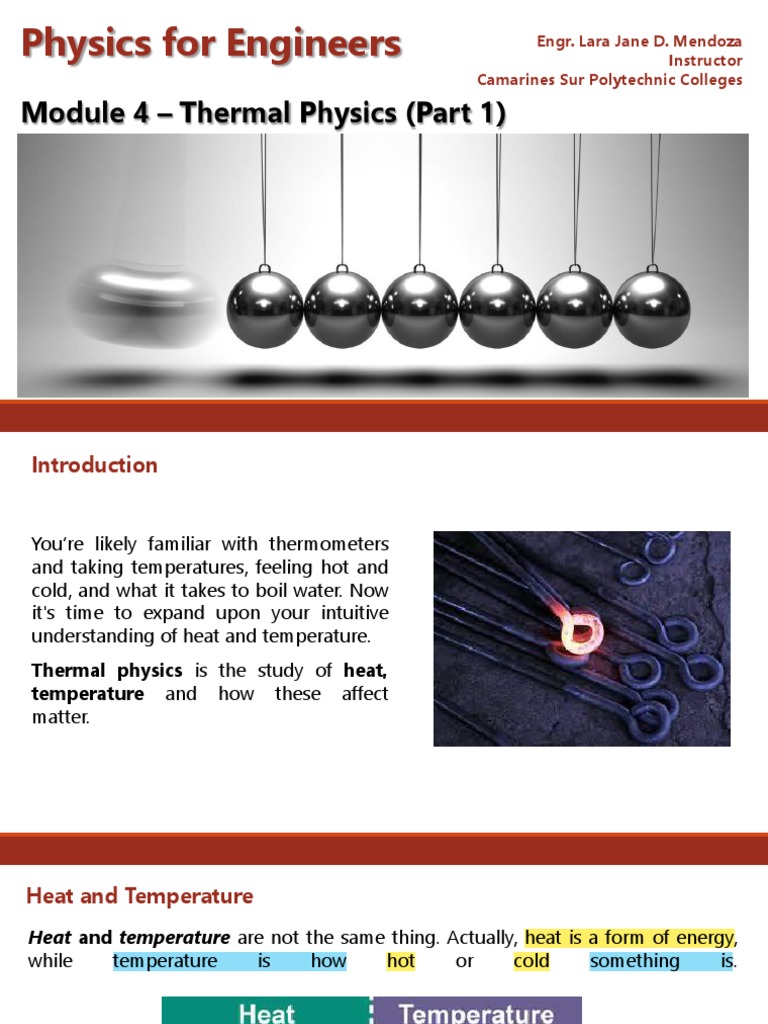Module 4 - Thermal Physics (Part 1) | PDF | Thermal Expansion | Temperature