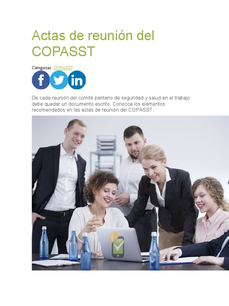 Actas de Reunión Del COPASST | Descargar gratis PDF | Quórum | Business