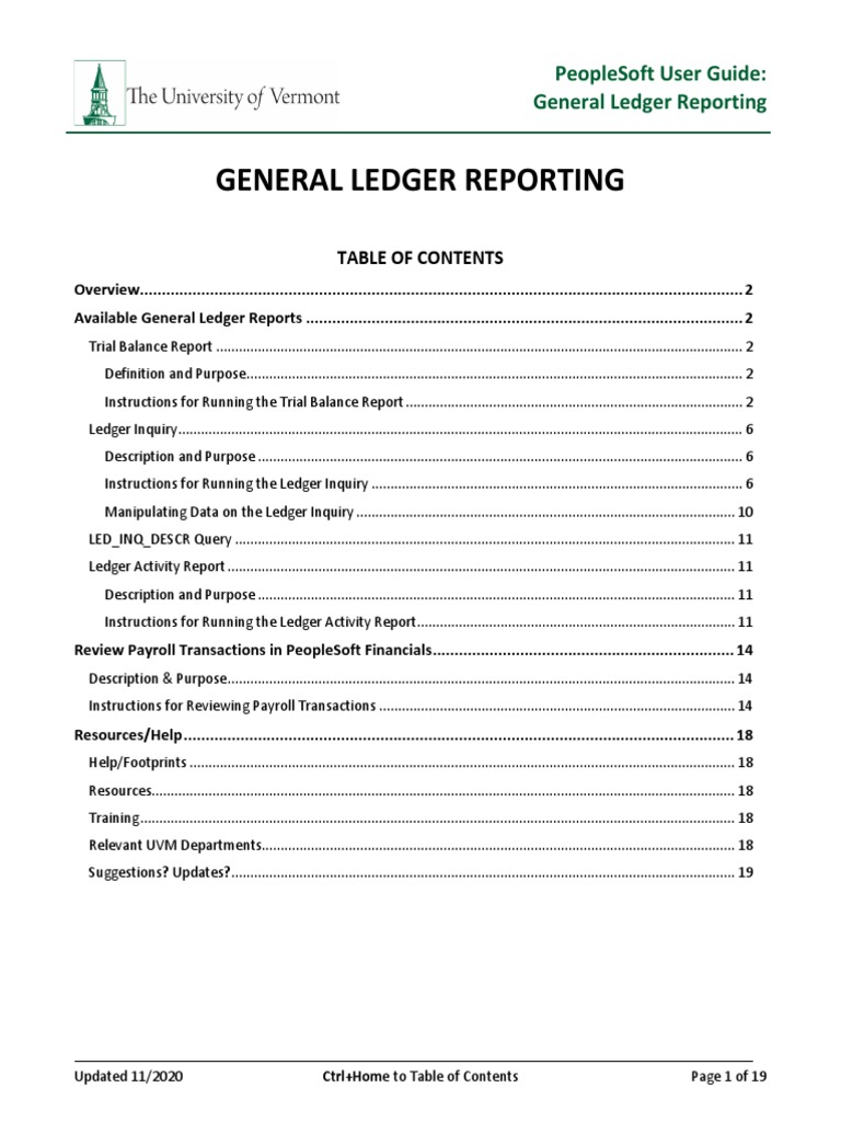 Peoplesoft User Guide: General Ledger Reporting | PDF | Balance Sheet | Debits And Credits