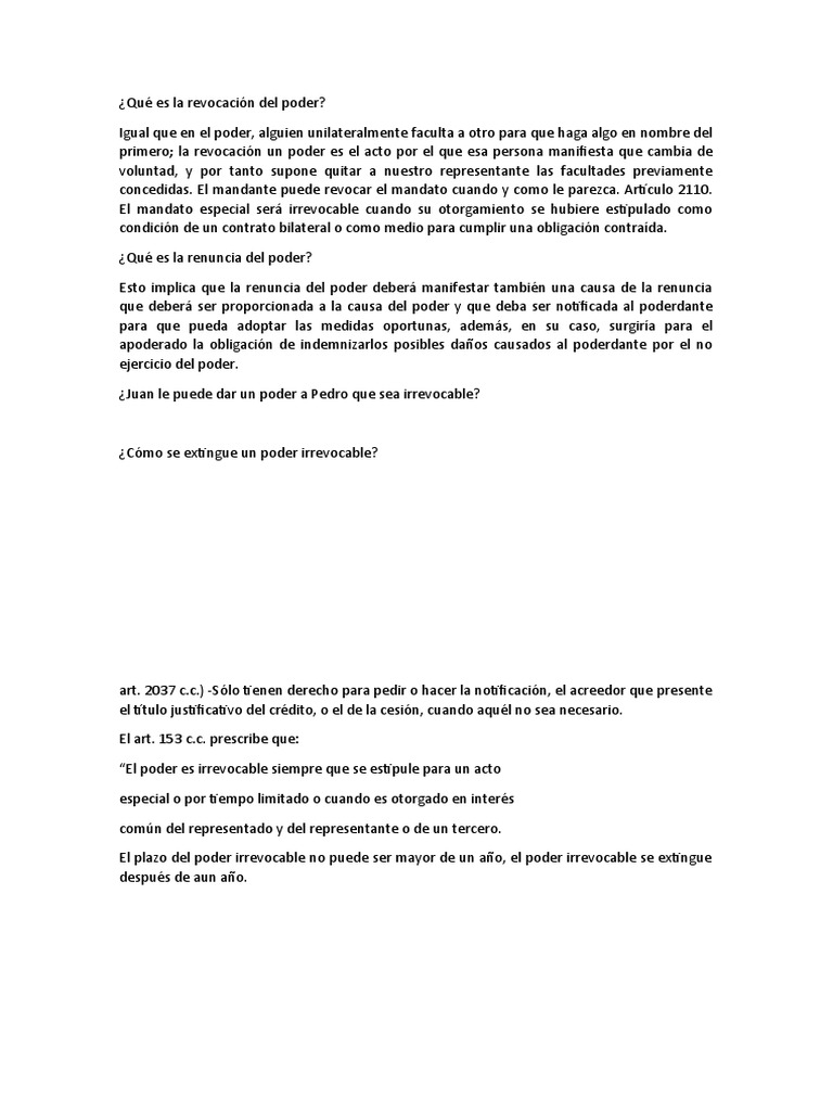 Qué Es La Revocación Del Poder | PDF