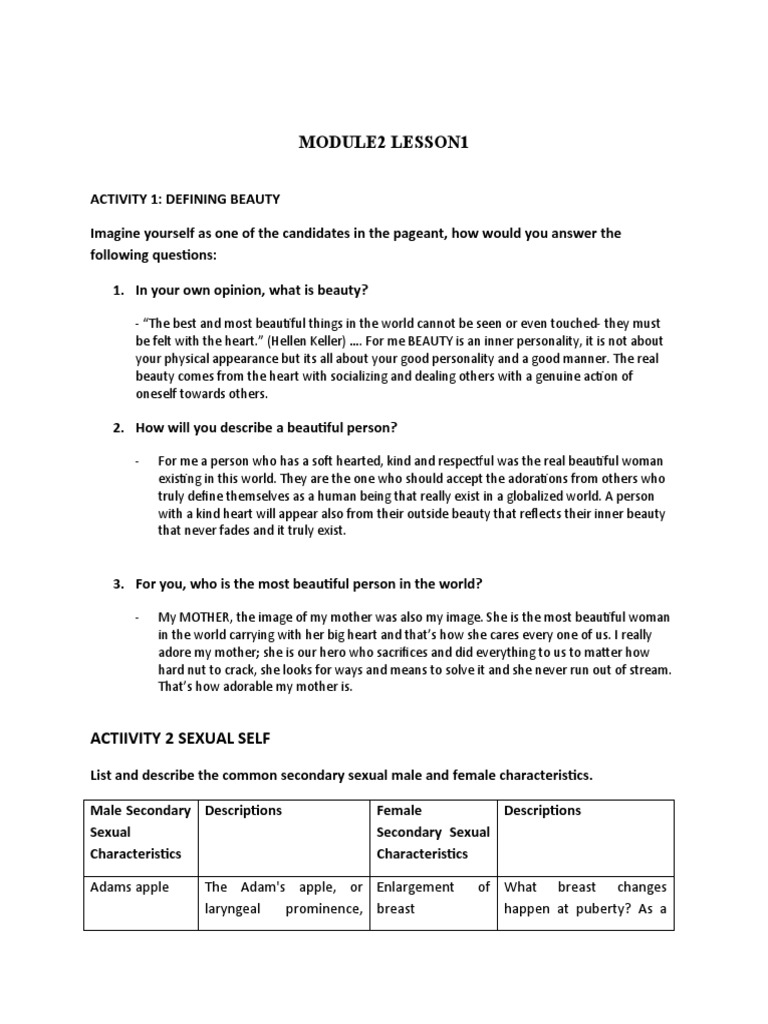 Ge111 Module2 Lesson1-4 Acts | PDF | Puberty | Breast
