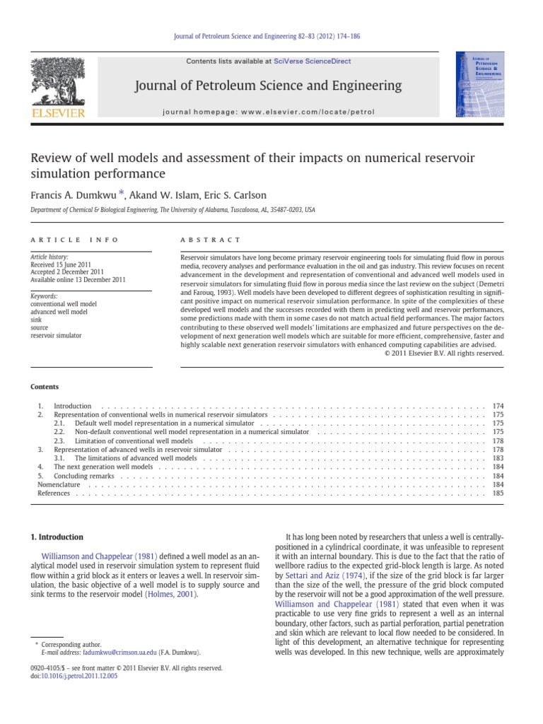 Review of Well Models and Assessment of Their Impacts On Numerical ...