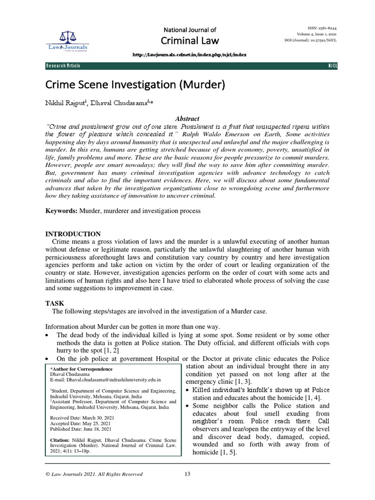Crime Scene Investigation (Muder) | PDF | National Instant Criminal ...