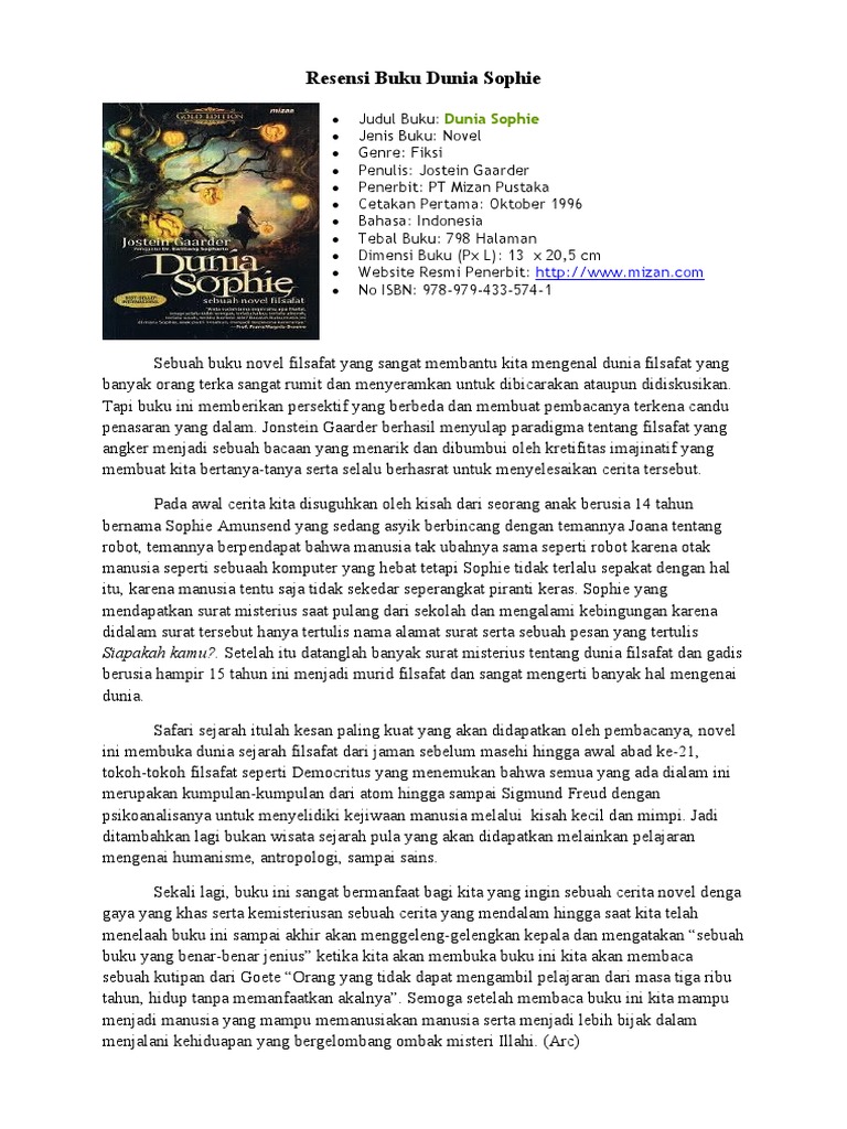 Resensi Buku Dunia Sophie | PDF