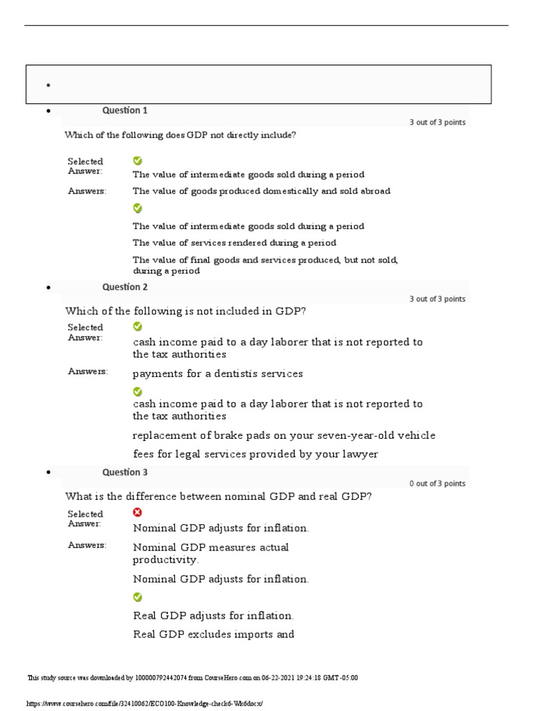 GDP Concepts and Key Questions | PDF | Real Versus Nominal Value ...