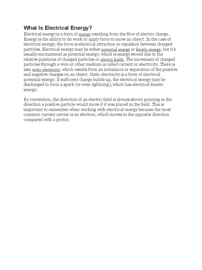Electrical Energy | PDF