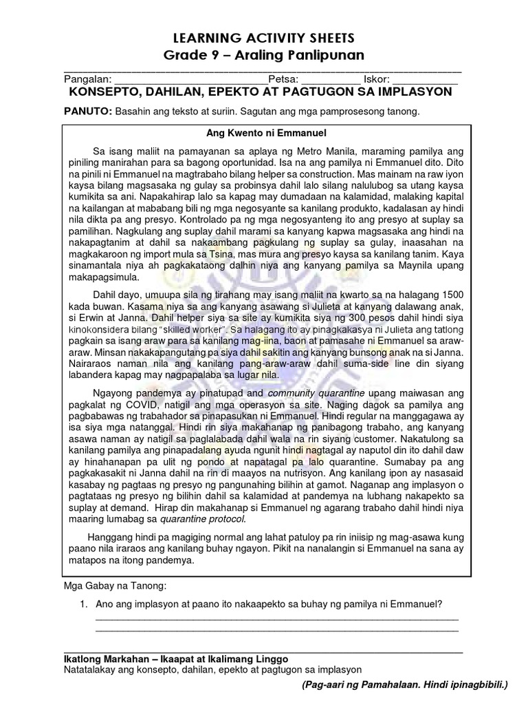 Template - LAS AP9 W4-5 | PDF