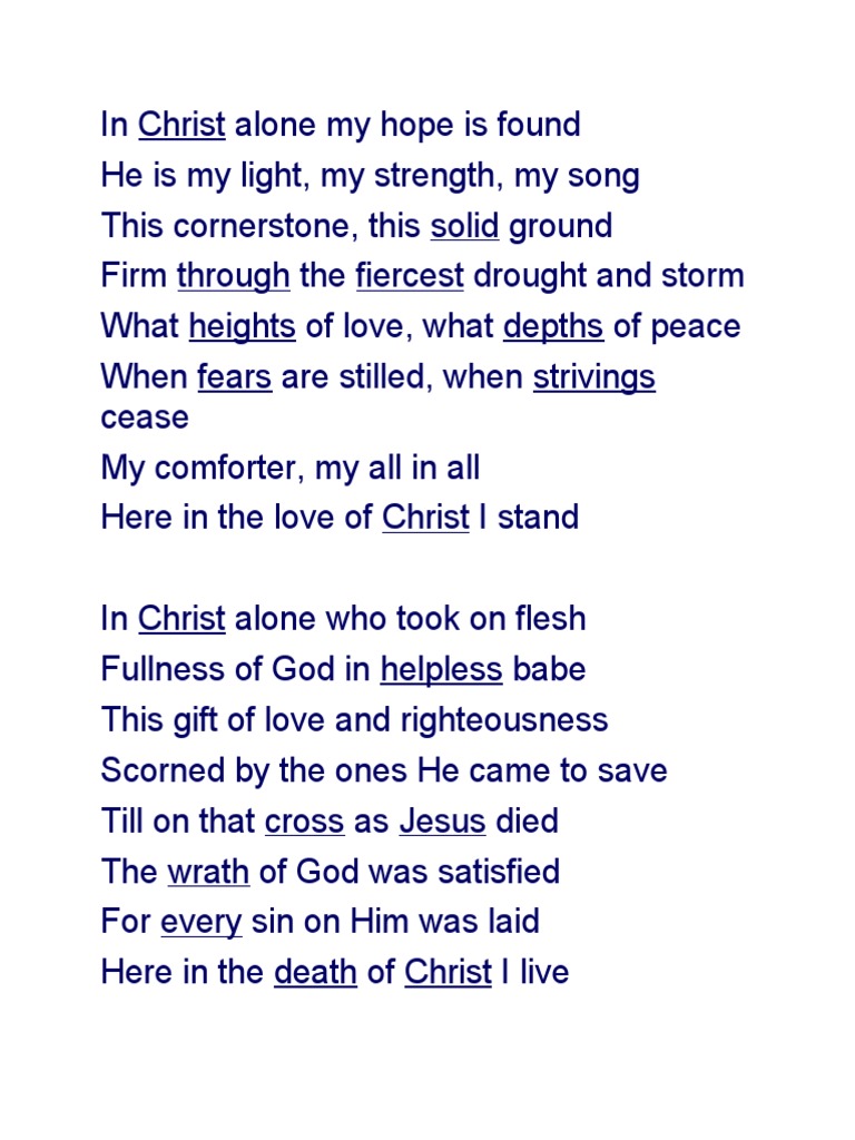 In Christ Alone My Hope Is Found | PDF | Sin | Jesus