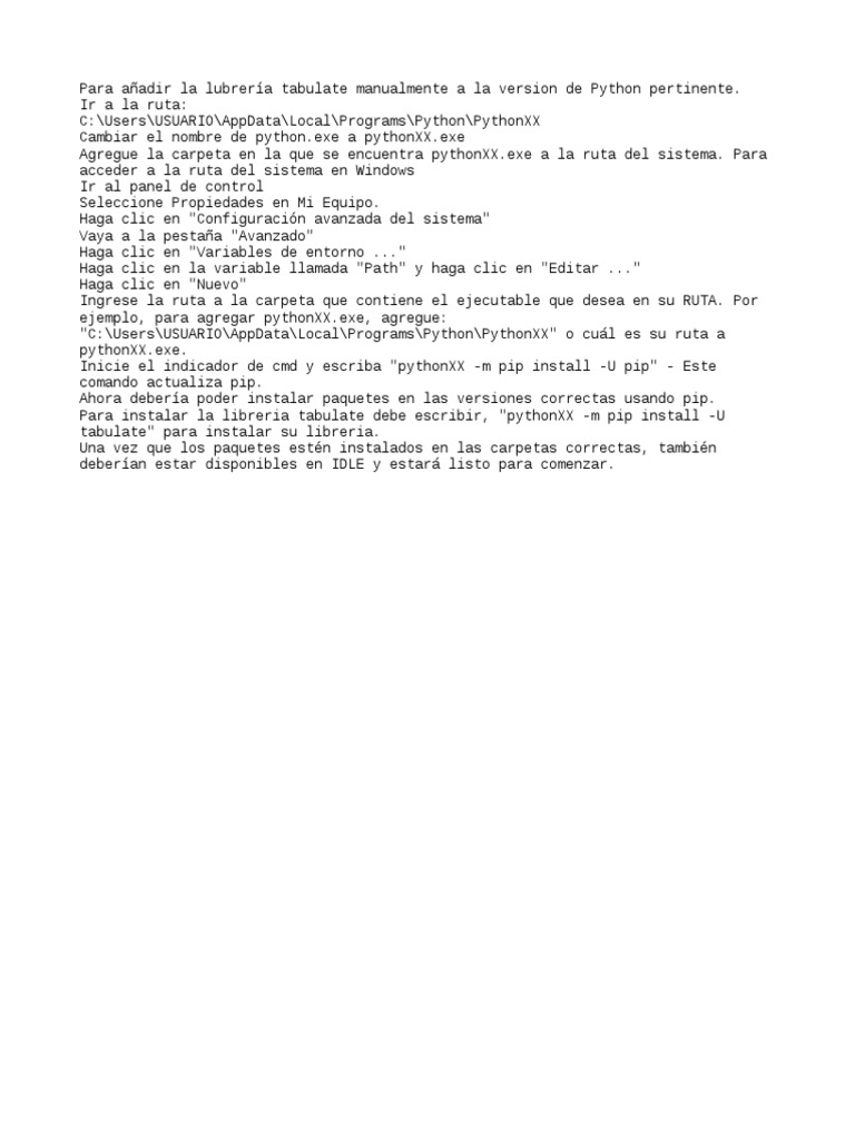 Guía Instalación Manual de Tabulate | PDF