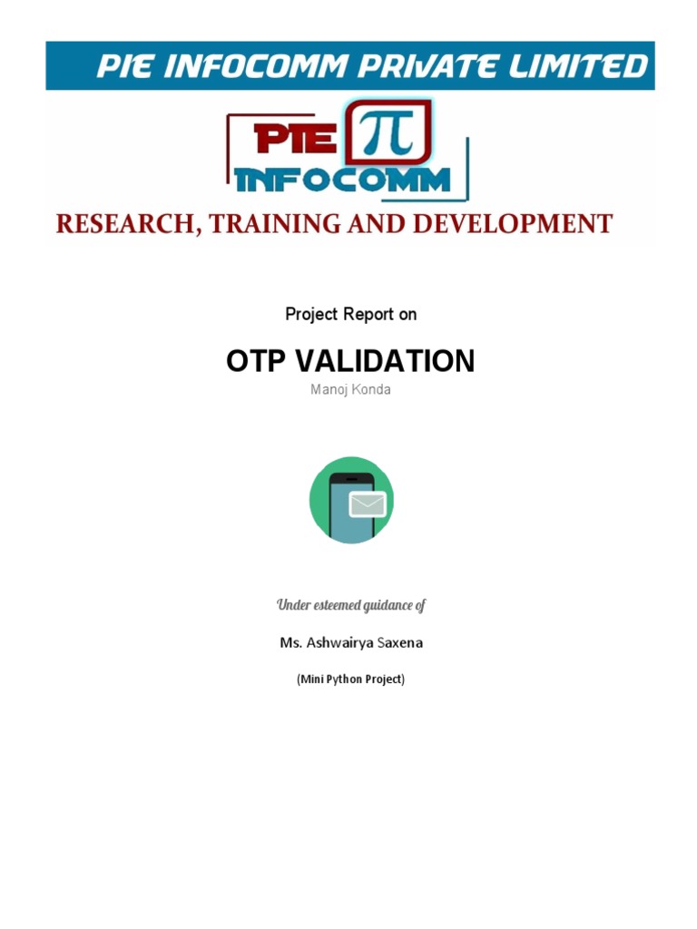 Otp Validation: Project Report On | PDF | Authentication | Gmail