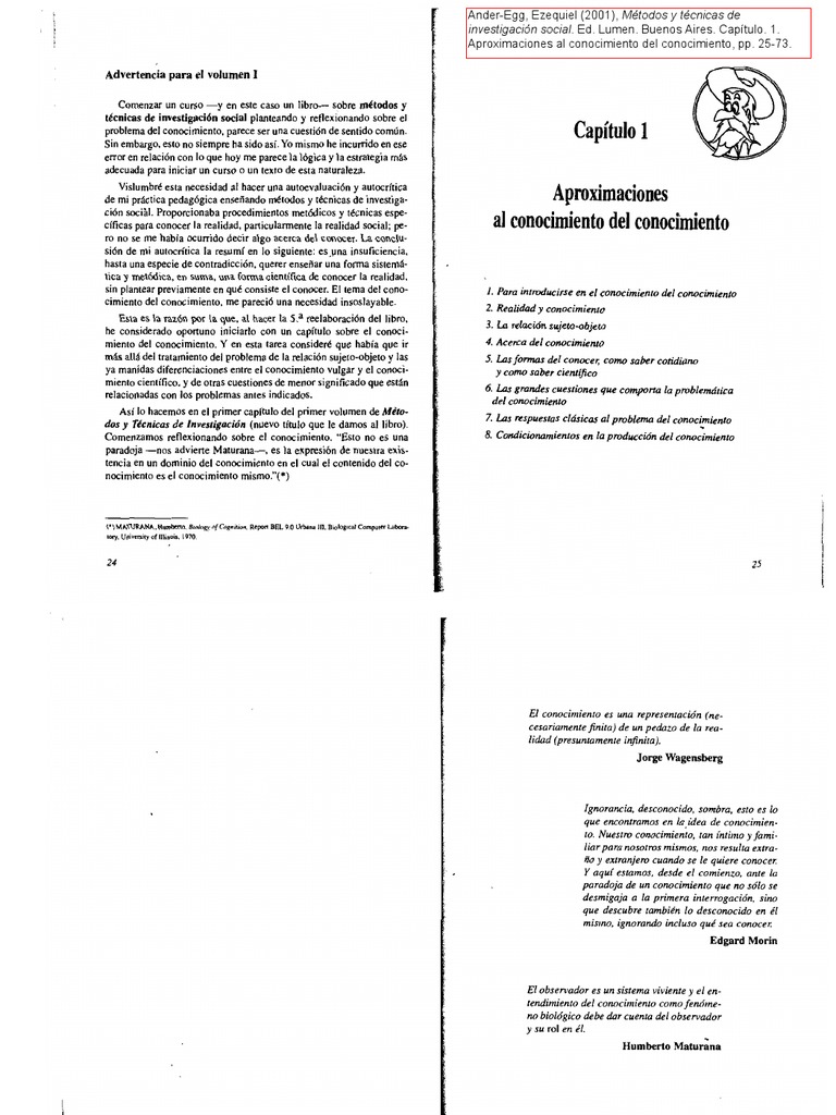 Ander-Egg E (2001) Métodos y Técnicas de Investigación Social (Capítulo 1) | PDF
