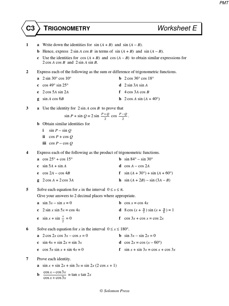 Trigonometric Identities and Equations | PDF | Trigonometric Functions ...