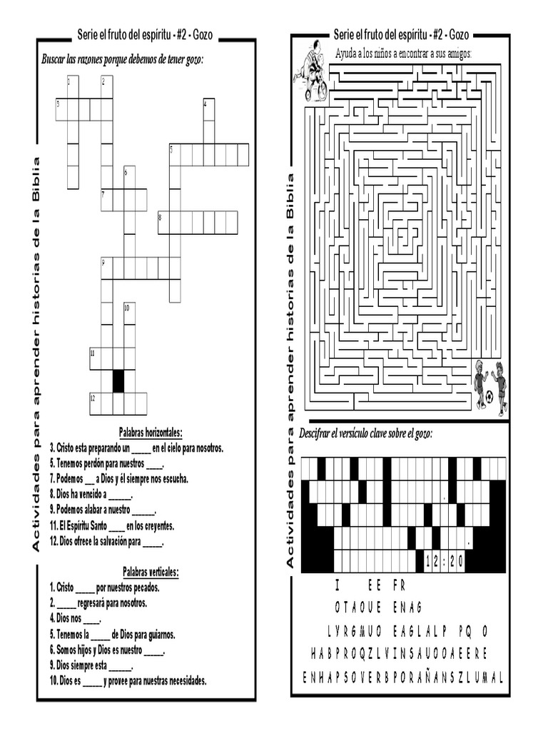 Hoja de Actividades El Fruto Del Espíritu 2 Gozo 1 - 0657534000 | PDF