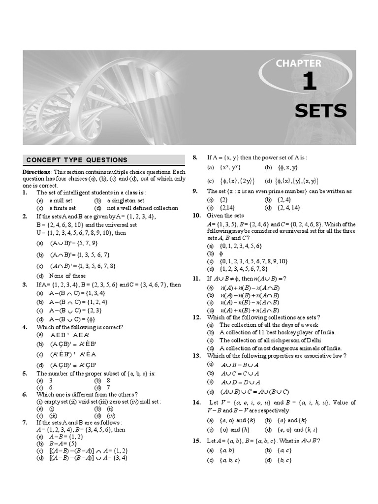 Concept Type Questions: A (1, 3, 5), B (2, 4, 6) and C (0, 2, 4, 6, 8 ...
