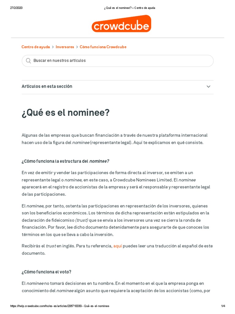 ¿Qué Es El Nominee - Centro de Ayuda | PDF | Empresas | Inversiones