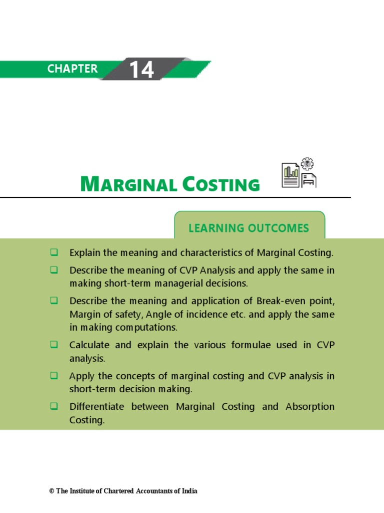 Marginal Costing Icai Material | PDF | Cost Accounting | Management ...