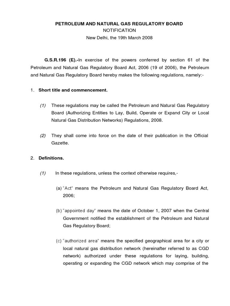 PNGRB Guidelines for CGD Networks | PDF | Natural Gas | Pipeline Transport