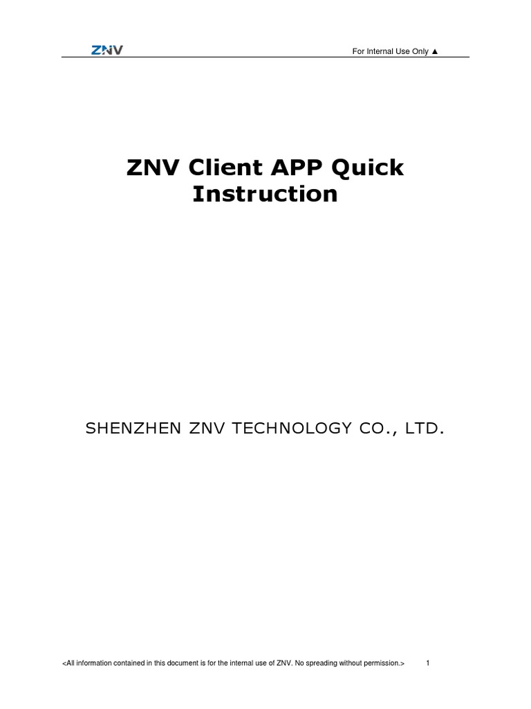 Quick Instructions for Connecting and Using the ZNV Client Mobile App ...