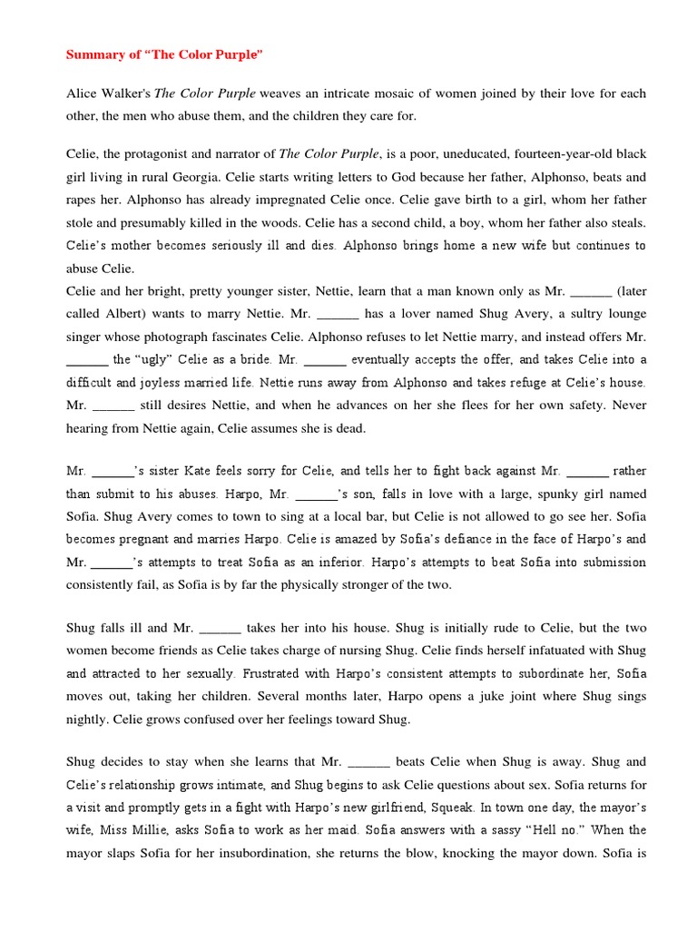 Summary of The Color Purple | PDF
