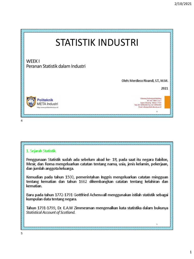 Peran Statistik dalam Industri Modern | PDF