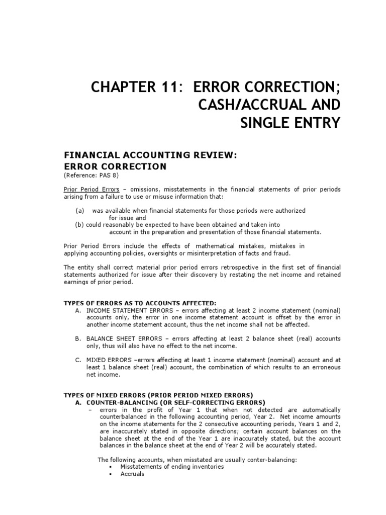 Error Correction in Financial Accounting | PDF | Debits And Credits ...