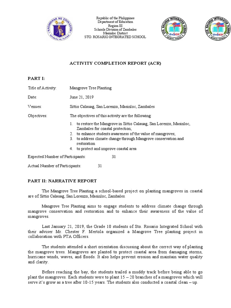 Mangrove Tree Planting Activity Report | PDF | Mangrove | Trees