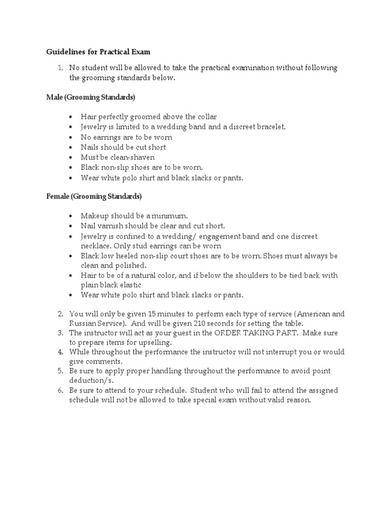 Guidelines For Practical Exam | PDF | Clothing | Softlines (Retail)