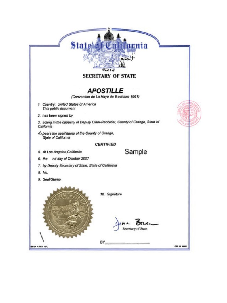 Sample Apostille | PDF
