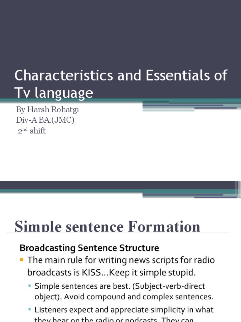 Characteristics and Essentials of TV Language | PDF