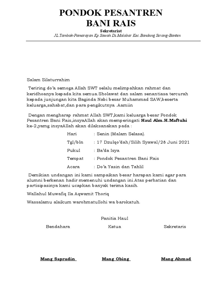 Surat Undangan Haul | PDF