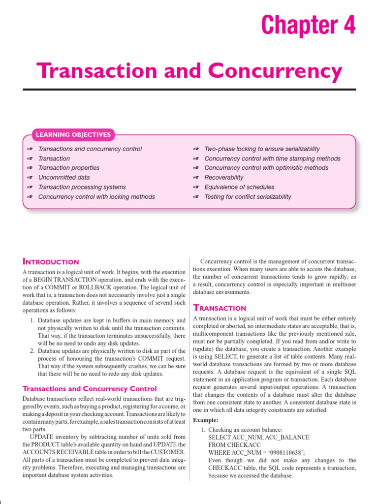 4 Trangination and Concurency | PDF | Database Transaction | Synchronization