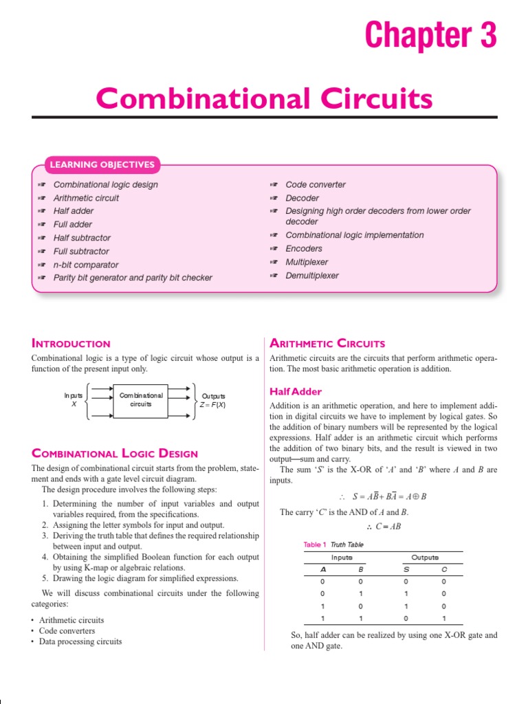 3 Combinational Circuit Pdf Logic Gate Subtraction
