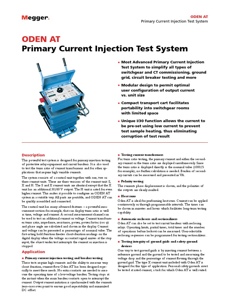 Primary Current Injection Test System: Oden at | PDF | Transformer ...