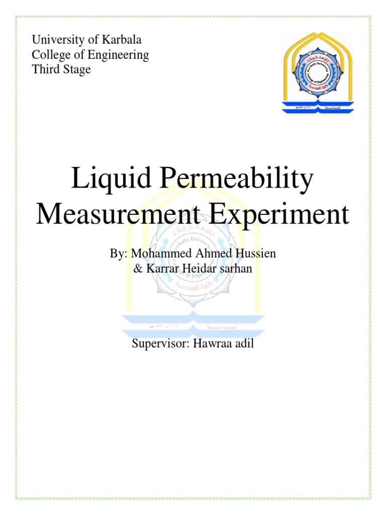 Liquid Permeability Measurement Experiment | PDF | Permeability (Earth ...