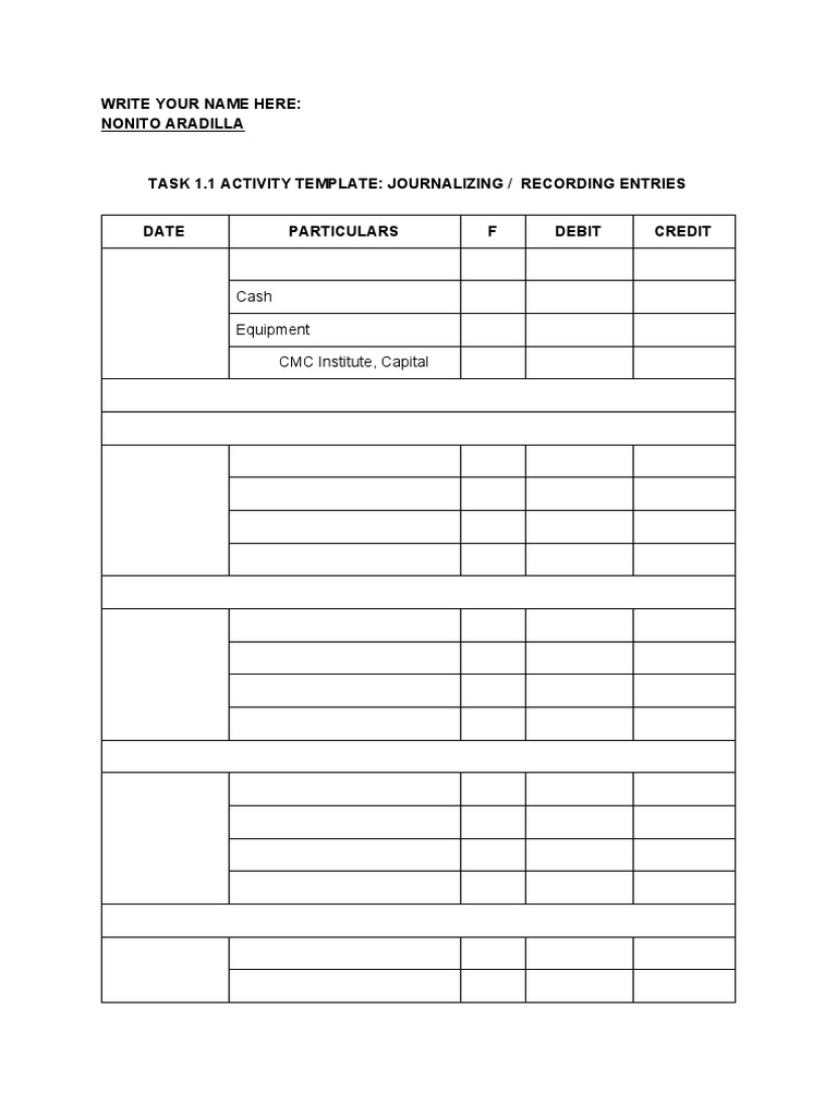 Journalizing Entries Template | PDF | Business
